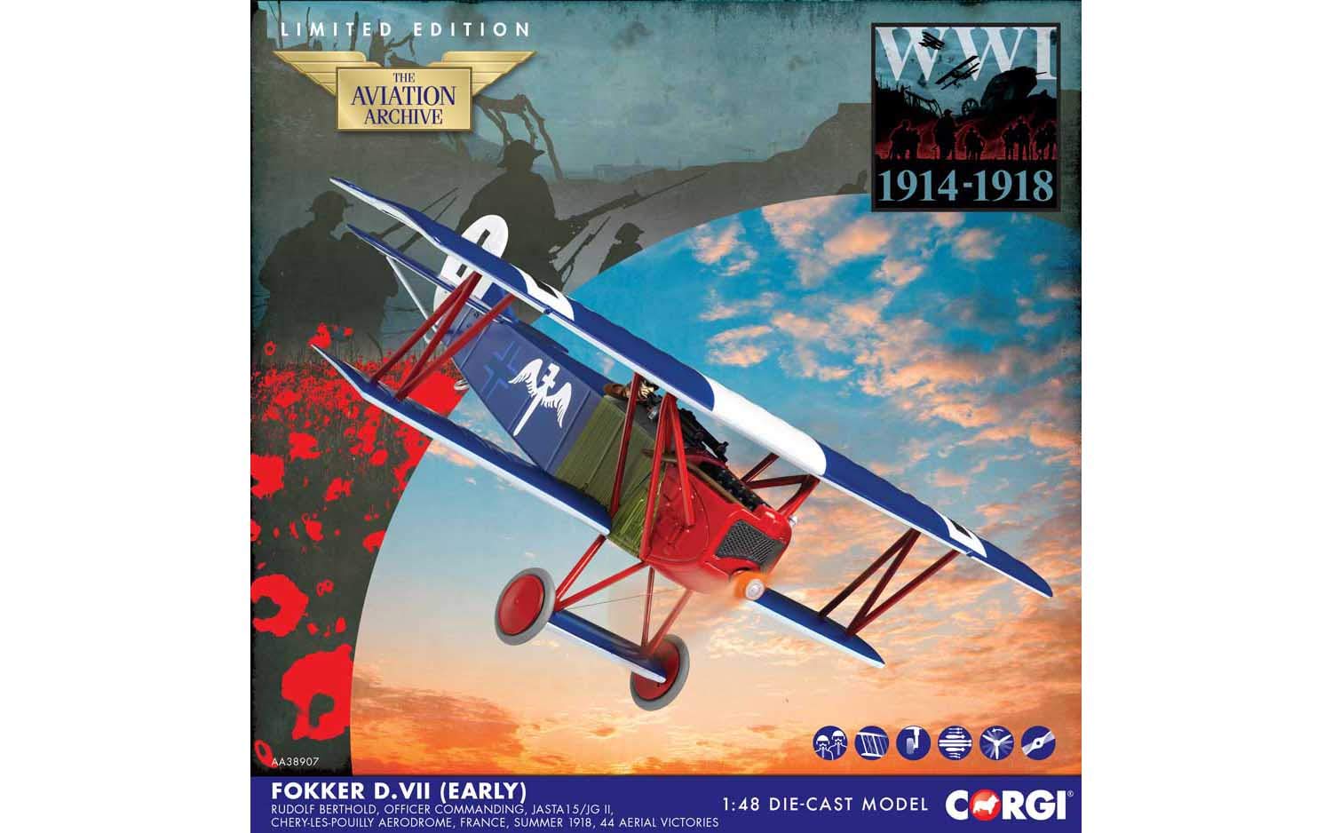 Buy Corgi Diecast Fokker DVII Rudolf Berthold Jasta Chery-les-Pouilly ...