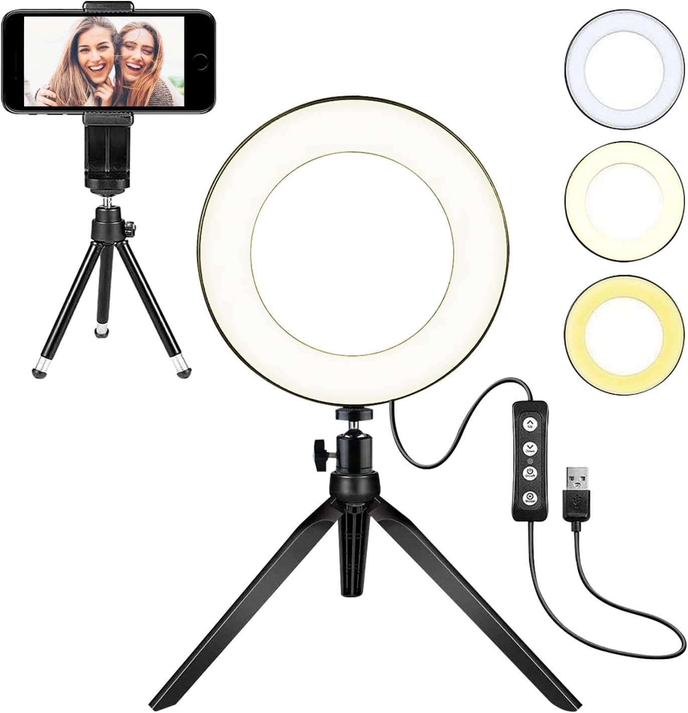Amazon.com: 6 Inch Ring Light with Tripod Stand and Phone Holder, LED ...