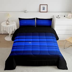Amazon.com: Erosebridal Boys Neon Blue Black Bedding Set Twin Kids ...