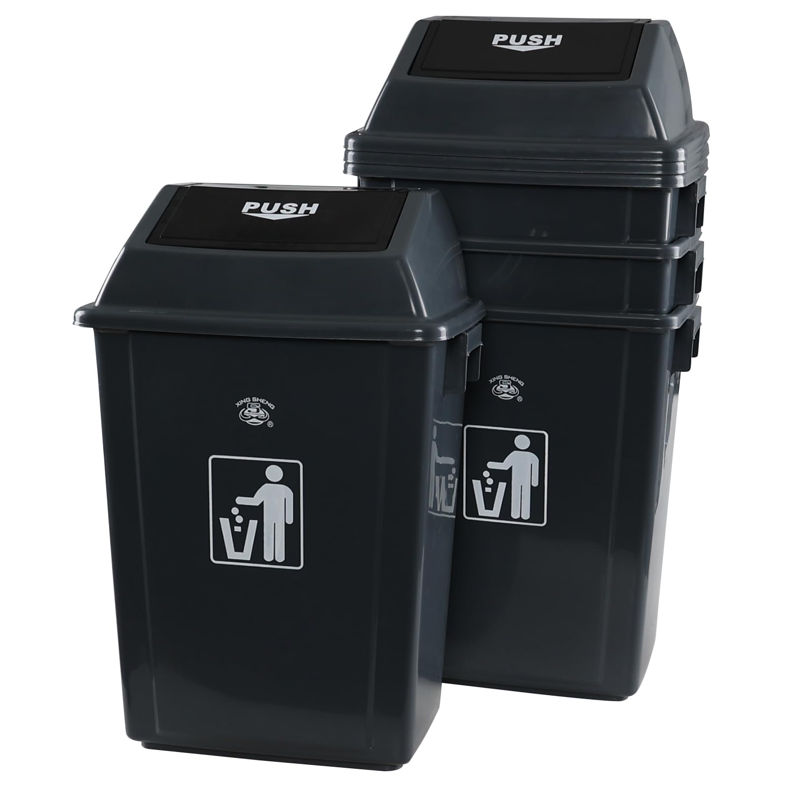 Amazon.com: Ggbin 4 Packs Large Garbage Bin with Swing Lid, 18 Gallon ...