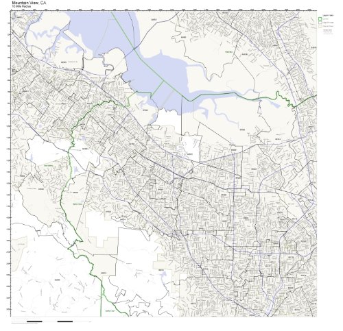 Amazon.com : Mountain View, CA ZIP Code Map Laminated : Prints : Office ...