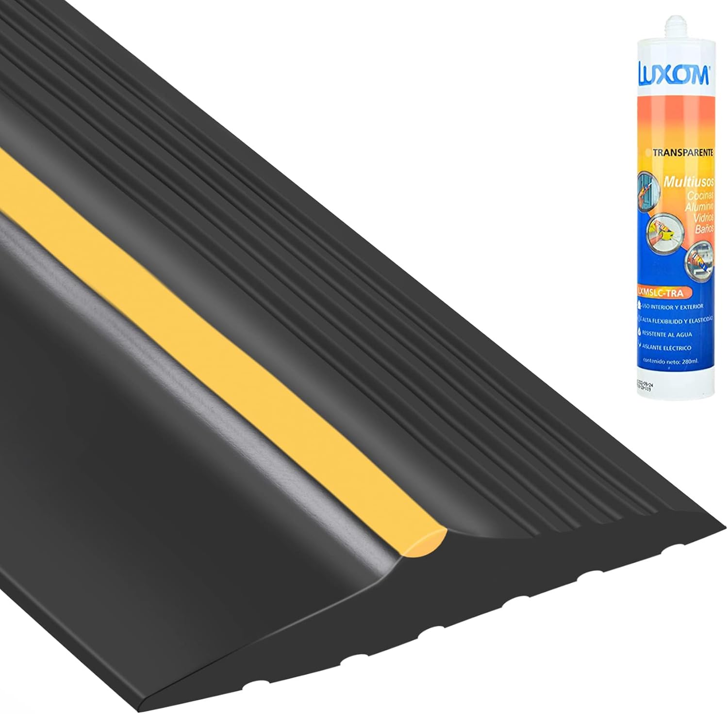 10FT Garage Door Bottom Threshold Seal Strip with 300ml Black Adhesive ...