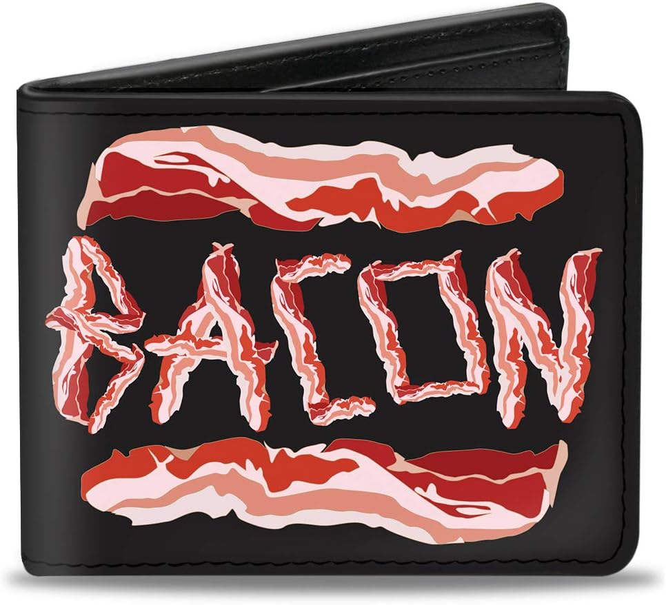 Amazon.com: Buckle-Down Men's Wallet, Bifold, Bacon Text, Vegan Leather ...