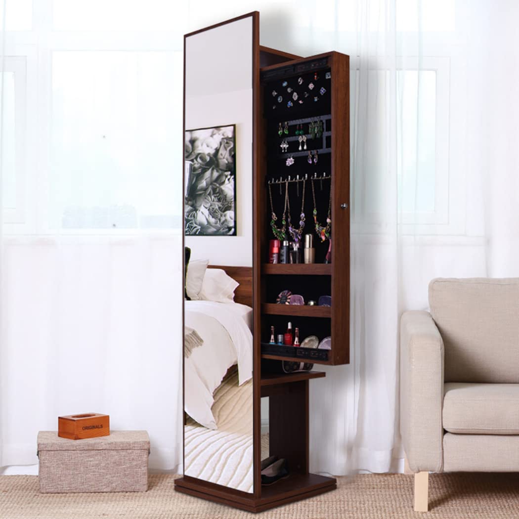 Standing Mirror Jewellery Cabinet HOMCOM Free Standing Mirror Storage