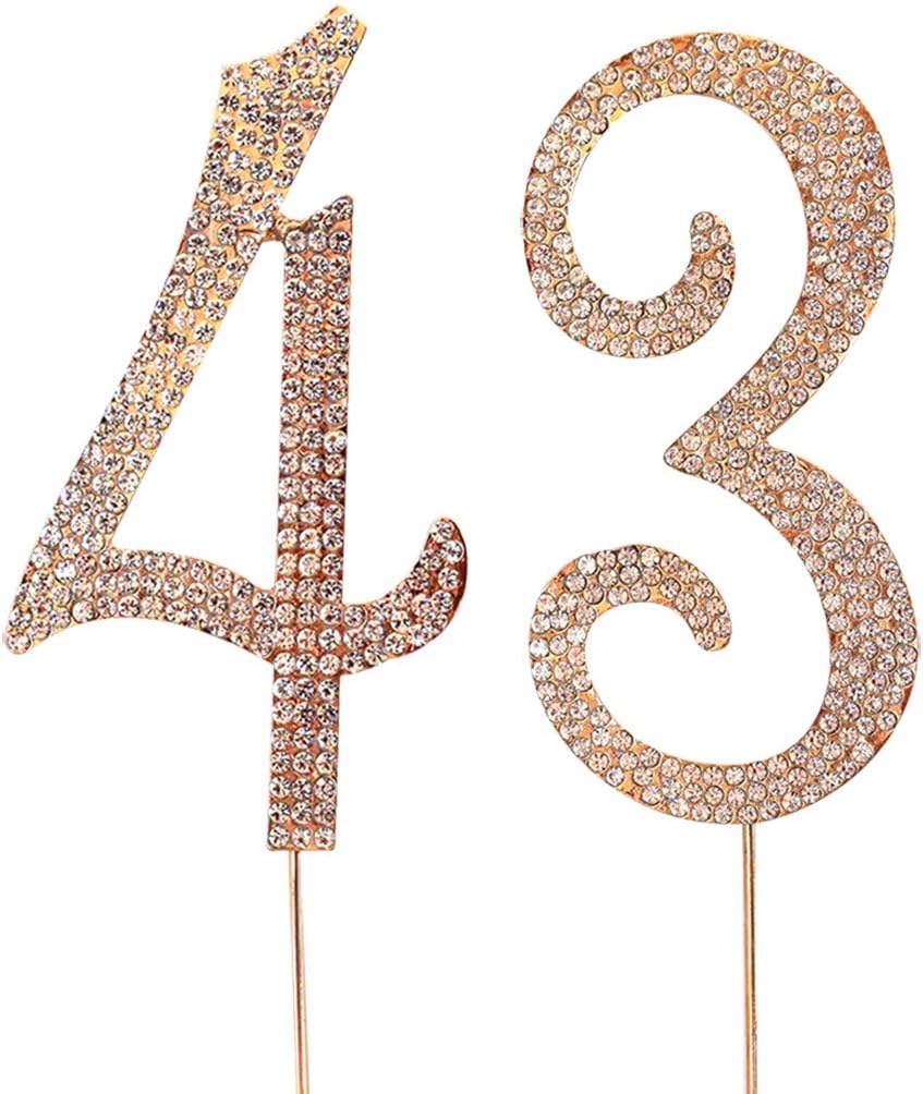 Amazon.com: MAGJUCHE Gold 43" Crystal Cake Topper, Number 43 ...