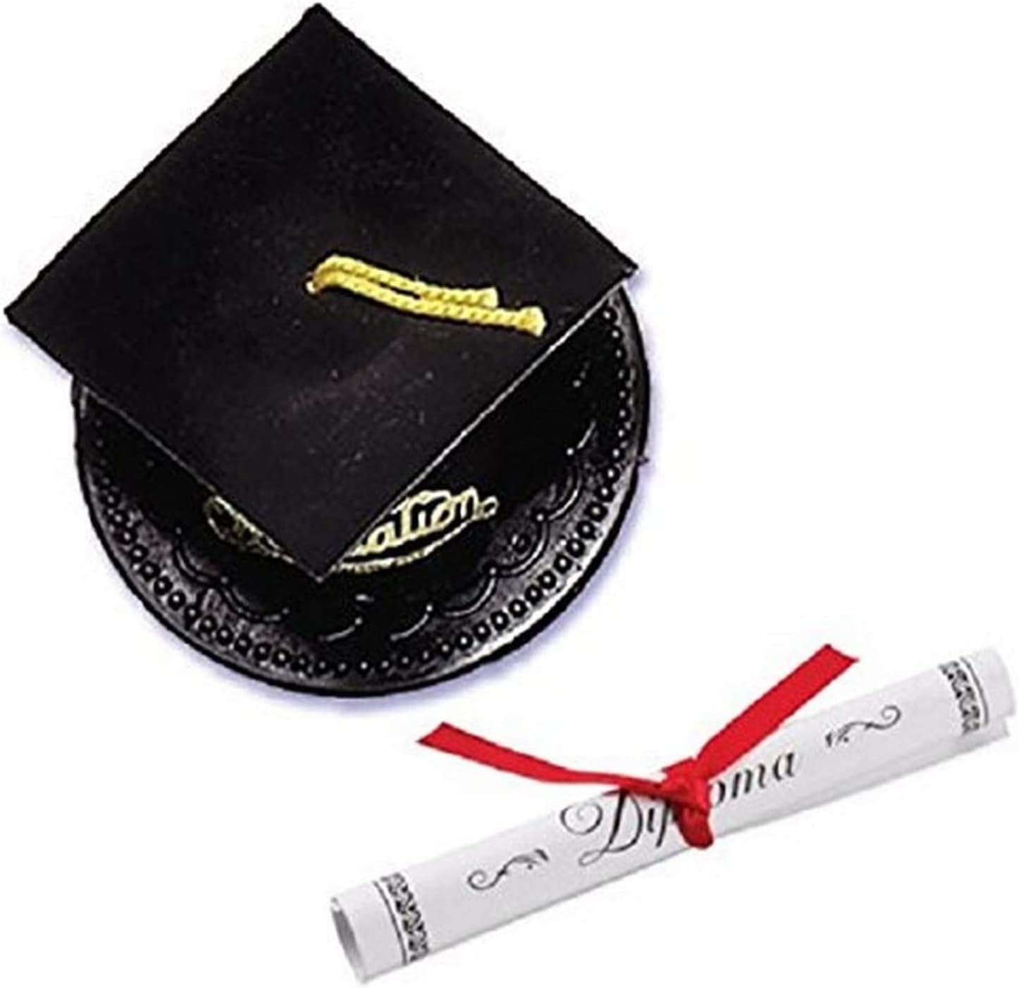 Amazon.com: Black Graduation Cap Cake Topper with Diploma (Black ...