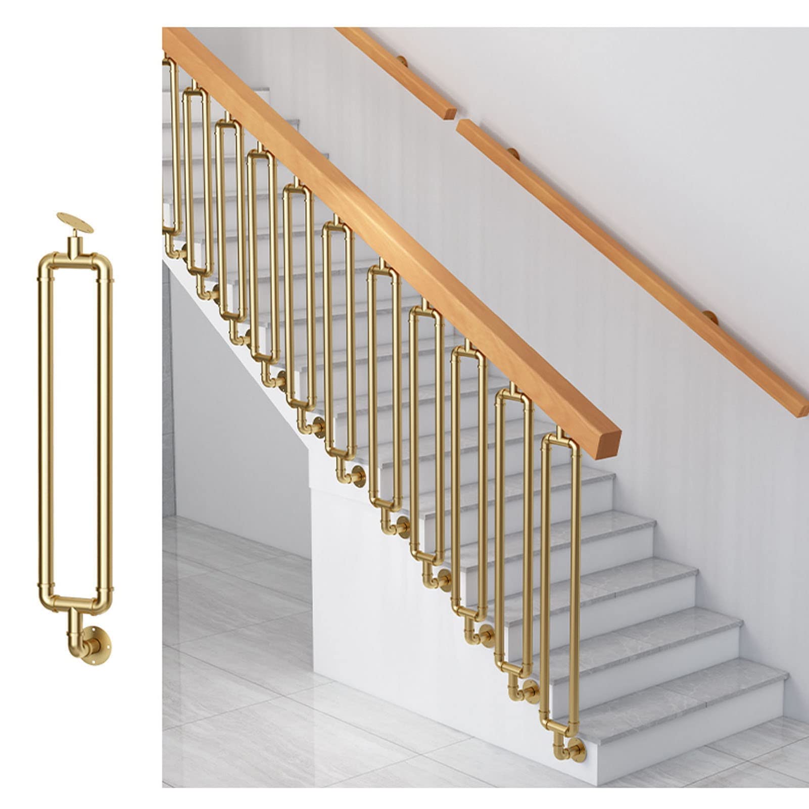 Amazon.com: Gold Stairs Metal Balusters, Single Rectangle, Hollow ...