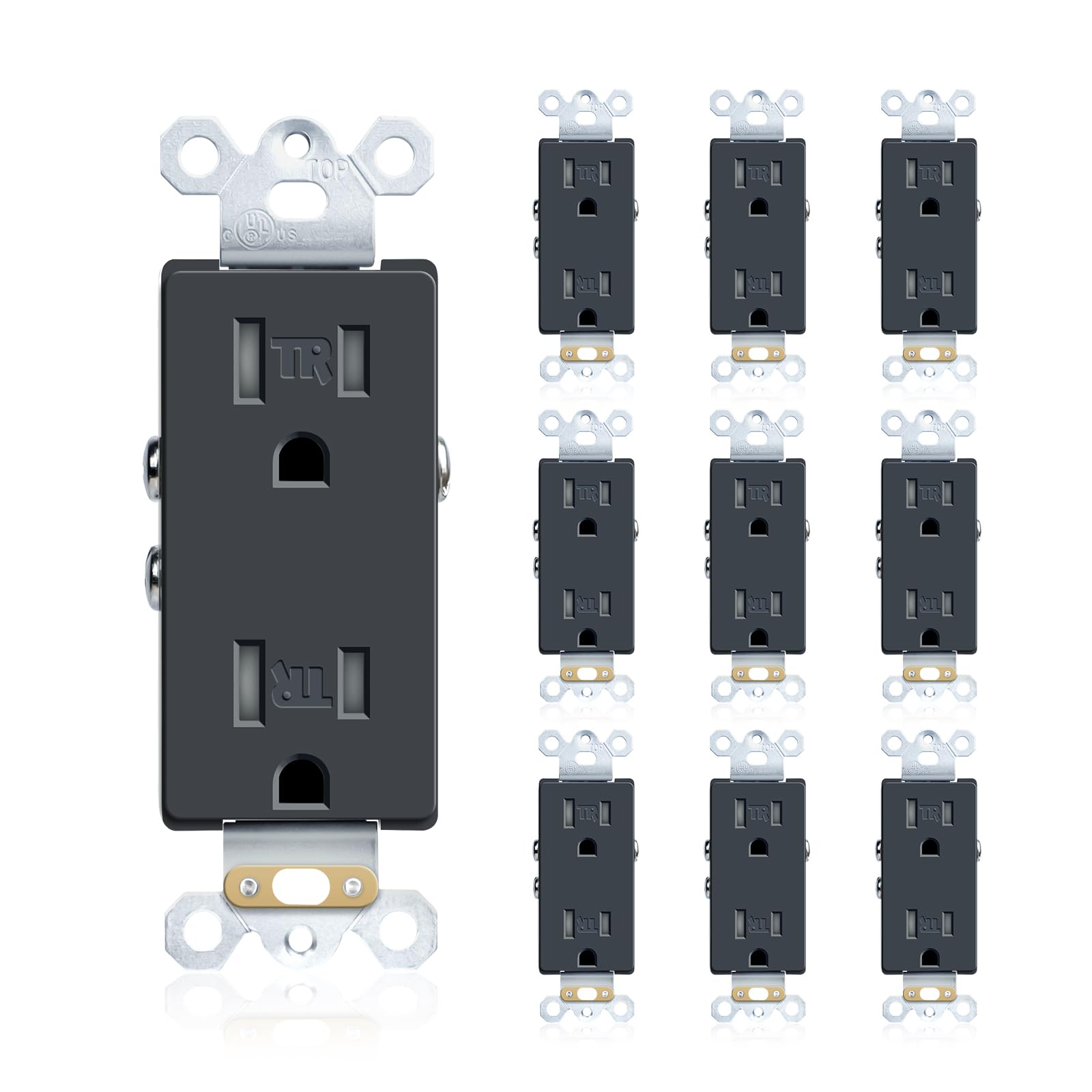 Tamper Proof Duplex Receptacle Tamper Resistant 15A Gray Duplex Outlet