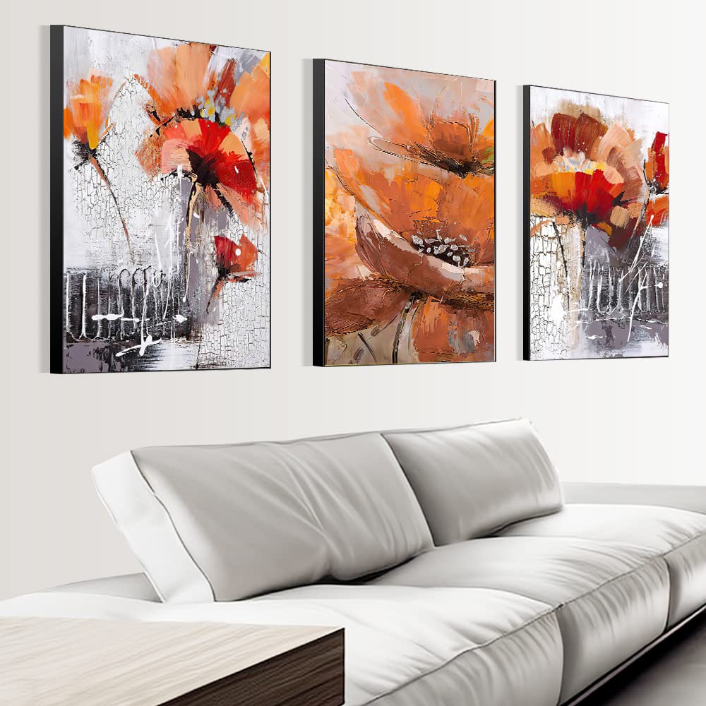 Canvas Framed Wall Art Large size 16 "X 24" 3 Pieces Of Modern Abstract ...