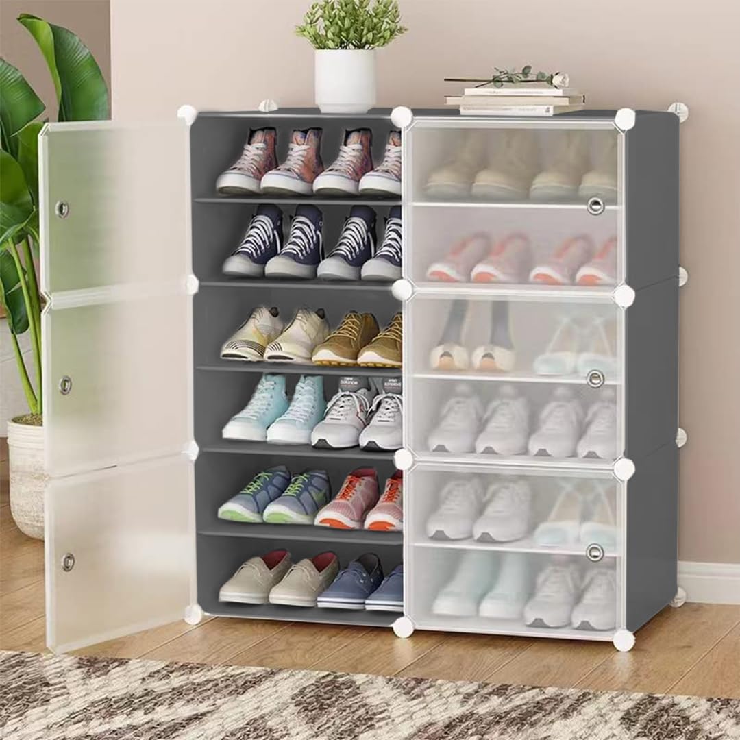 AYSIS Portable Shoe Rack for Home with Door,Adjustable Plastic Shoe ...