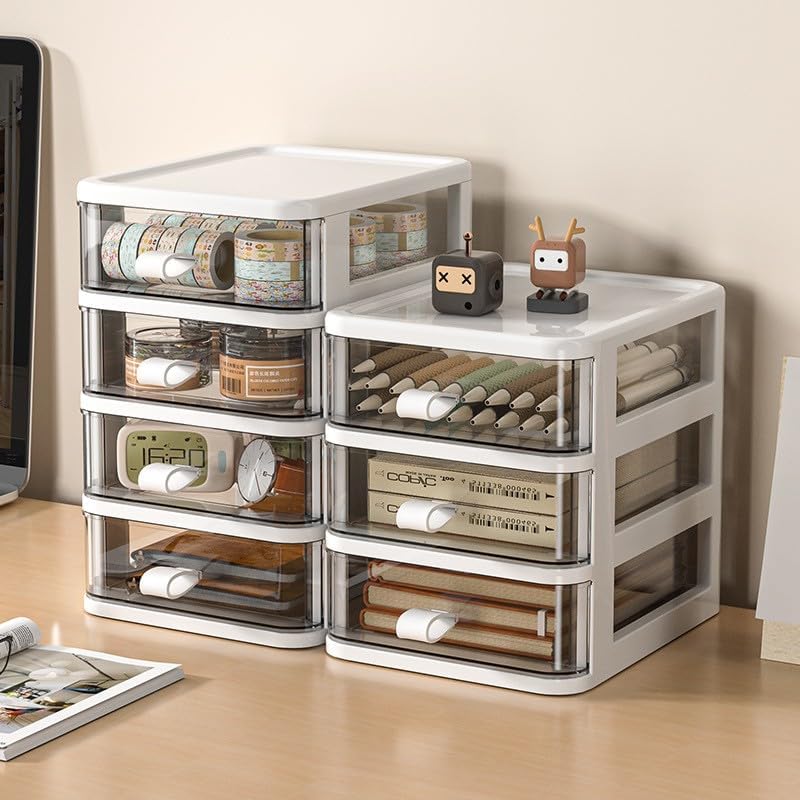Desk Organizer With Drawers, 7 Drawers Stackable Drawer Organizer Pen ...