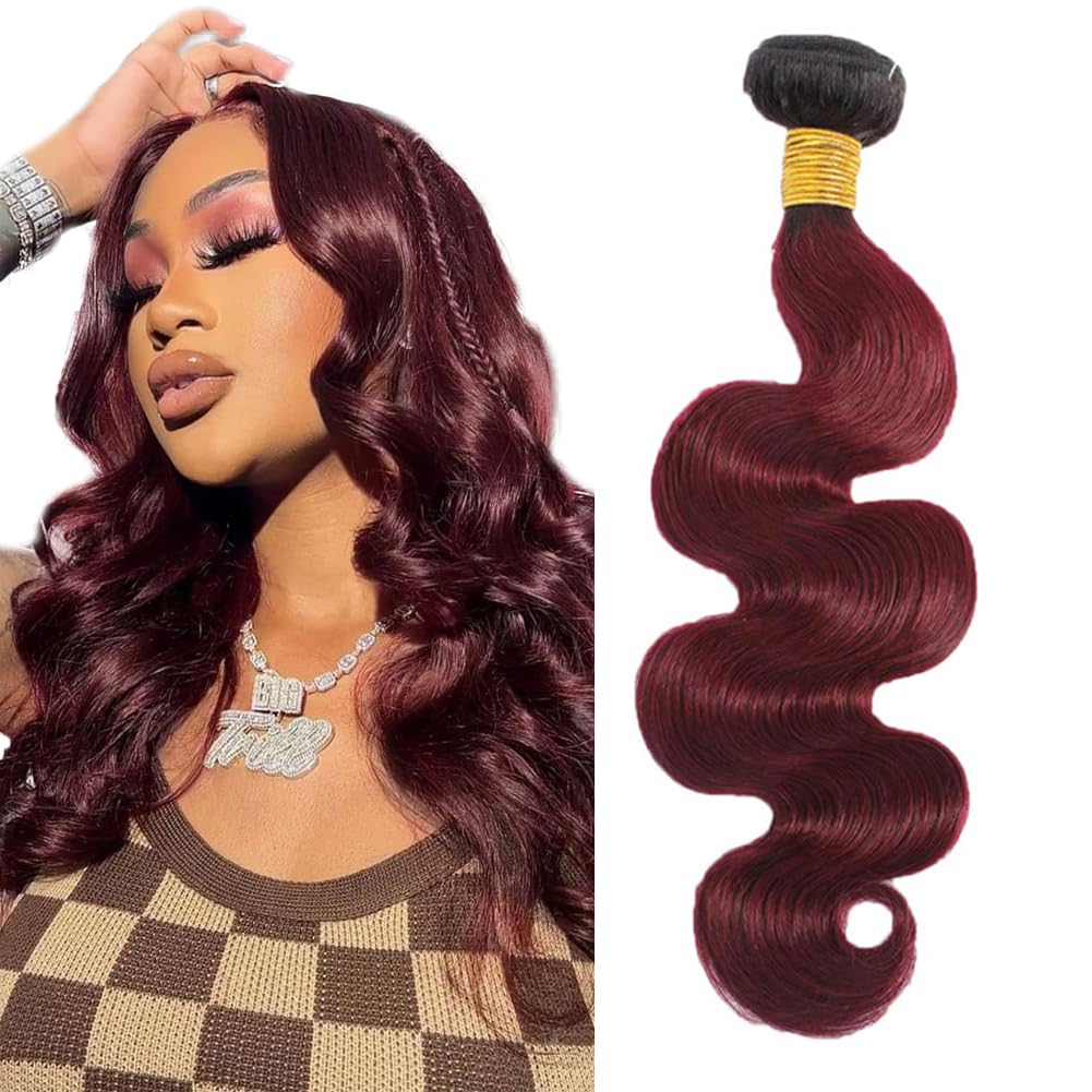 Amazon.com : 1b/99j Bundles Ombre Body Wave Human Hair Bundles Red ...