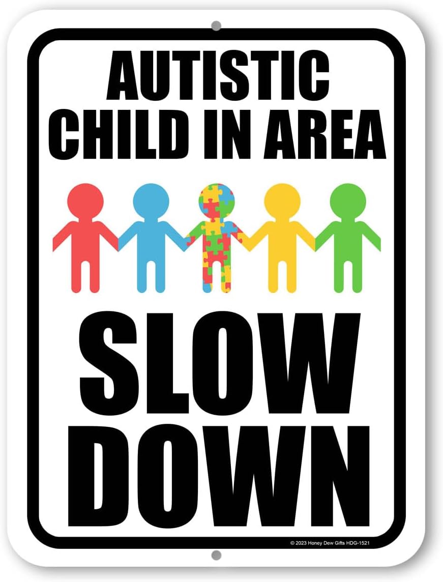 Amazon.com: Warning sign Slow Autistic Child at Play with Road sign ...