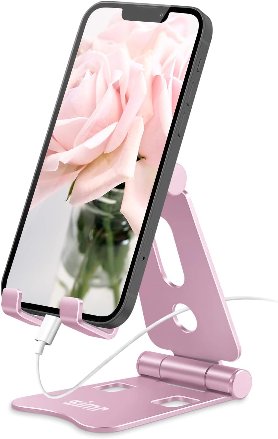 Amazon.com: PEGLY Metal Fully Adjustable Cell Phone Stand for Desk ...