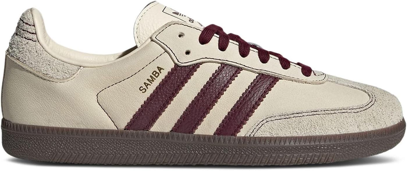 Amazon.com | adidas Samba OG Womens Sneakers, Wonder White/Maroon/Putty ...