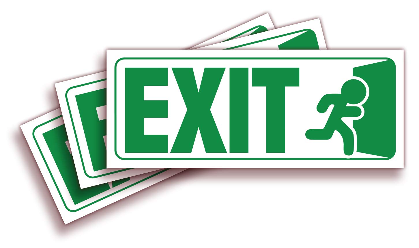 Buy Exit Signs Stickers – 3 Pack 10x4 Inch – Premium Self-Adhesive ...