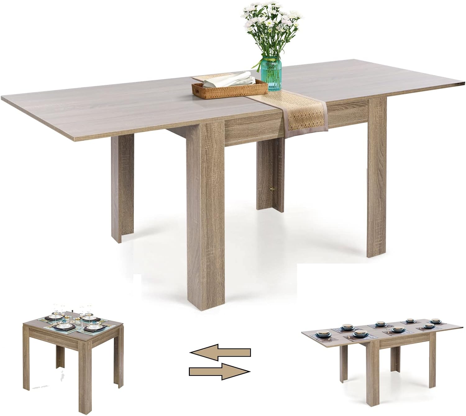 Amazon.com - Extendable Dining Tables, Save Space Expandable Wooden ...
