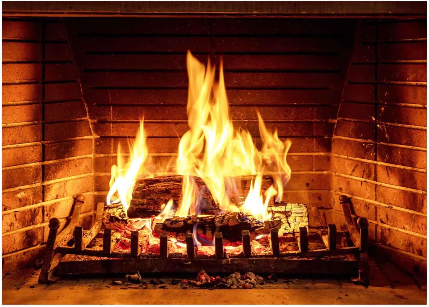 Amazon.com : Ladvis 5x3ft Fireplace Burning Firewood Backdrop Christmas ...