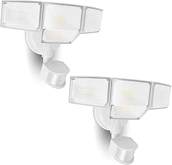 LUTEC 80W 9000LM LED Security Lights Motion Sensor Outdoor Lights, 4 Head LED Flood Light ...