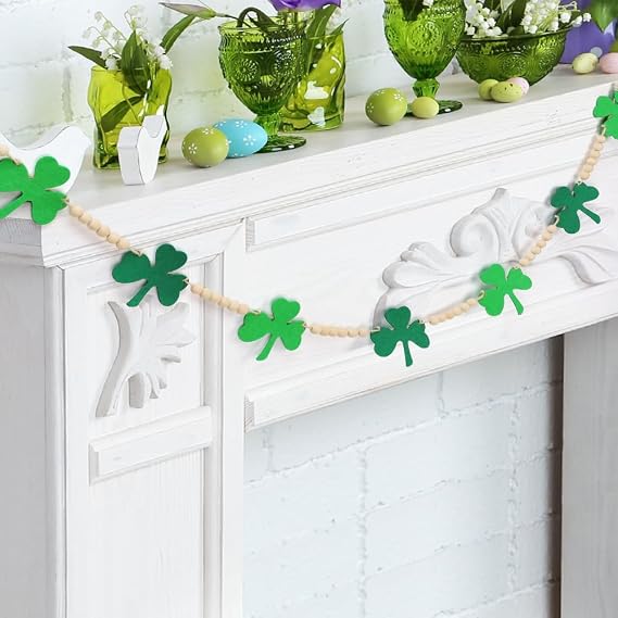 Amazon.com: AKEROCK St Patricks Day Garland, Felt Shamrock Banner with ...