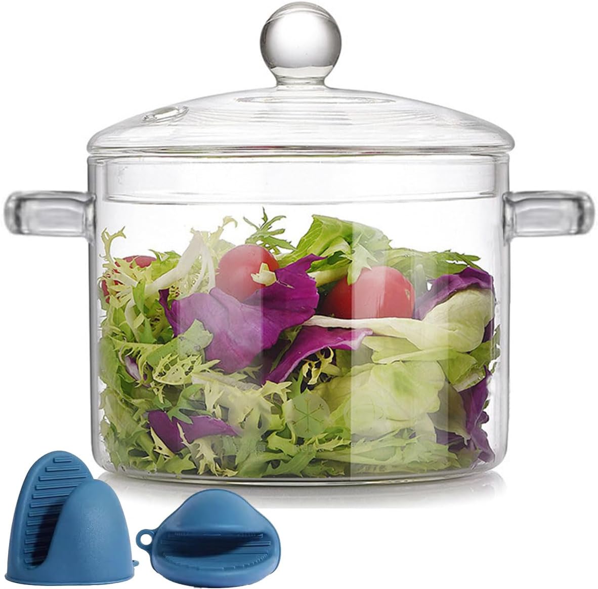 Amazon.com: Glass Cooking Pot with Lid - 1.6L(54oz) Heat Resistant ...