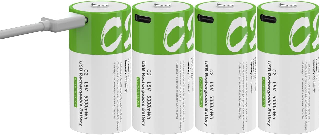 Amazon.com: C Battery 1.5V Rechargeable Battery USB Type-C Port C Cell ...