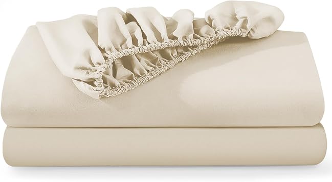 BedLooms Double Fitted Sheets 2 Pack – Cream (135x190cm) up to 25cm ...