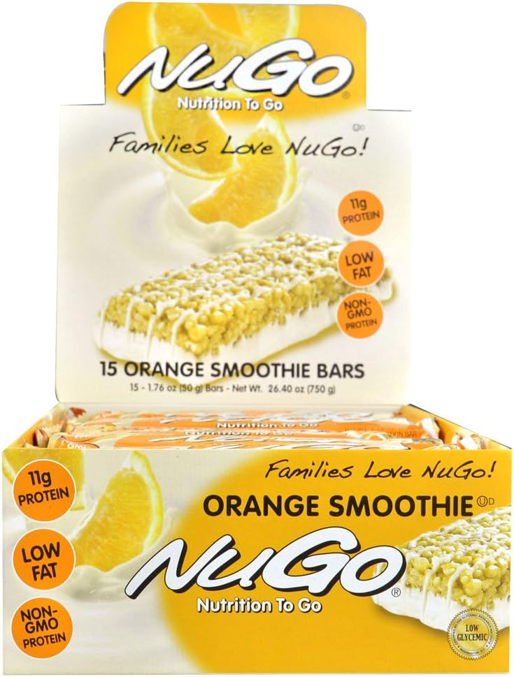 Amazon.com : NuGo Nutrition NuGo to Go Orange Smoothie - 15 Bars ...