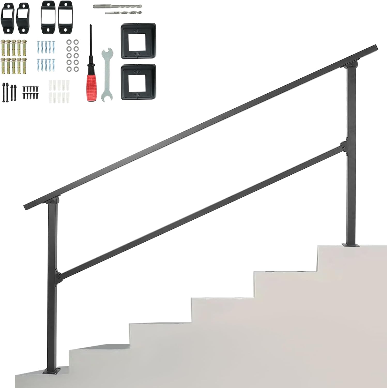 FarLargo 5FT Handrails for Outdoor Steps Suitable for 1 to 6 Steps ...