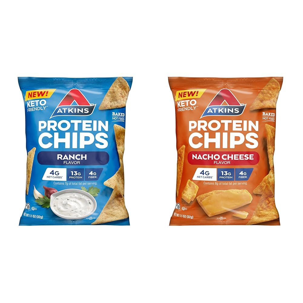 Amazon.com: Atkins Ranch & Nacho Cheese Protein Chips, 4g Net Carbs ...