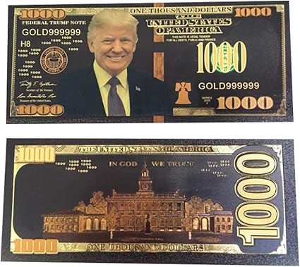 Amazon.com: 5pc Black Gold Trump Dollar Bills, President Donald Trump ...