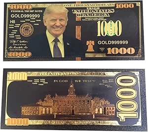 Amazon.com: 5pc Black Gold Trump Dollar Bills, $1000 President Donald ...