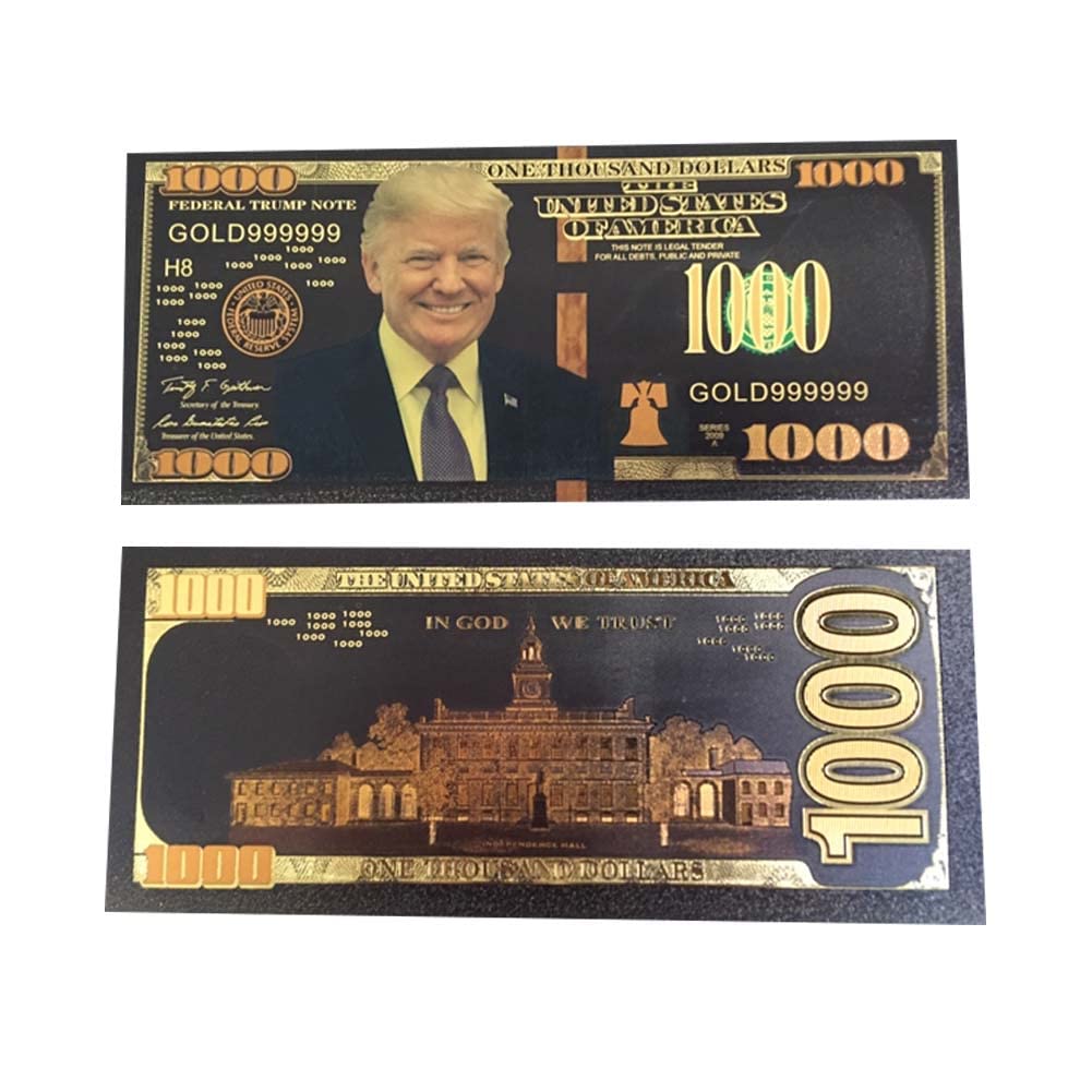 Amazon.com: 5pc Black Gold Trump Dollar Bills, $1000 President Donald ...