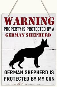 Amazon.com : Warning German Shepherd Sign, Hanging Wooden Plaques Decor ...