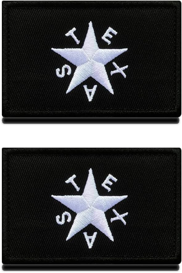 Amazon.com: 2 Pack 3.15x2" Tactical Patch of Black Texas Star Military ...