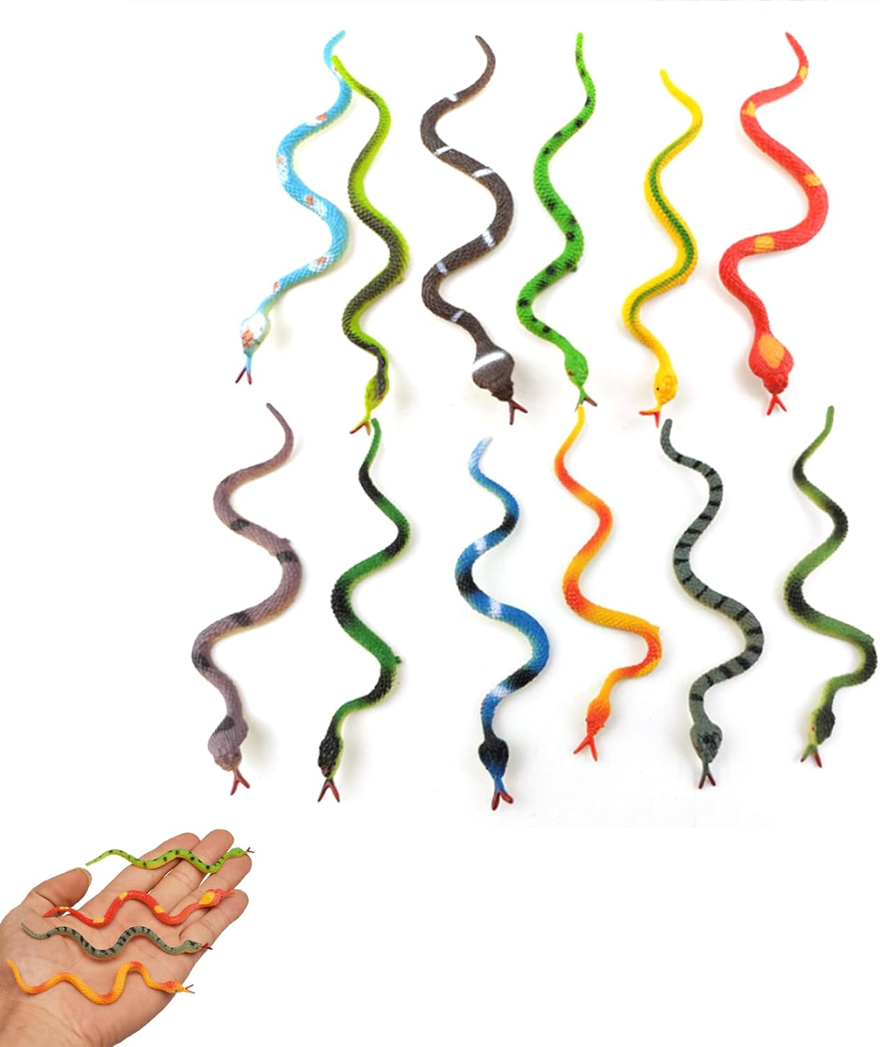 Aidi Toy Snake, 12PCS Water Snake, Rubber Snake, Fake Snake, Toy Snakes ...