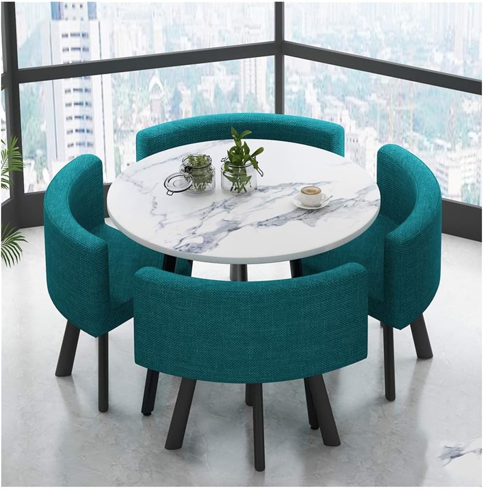 Amazon.com: YHKJLYH Green Round Dining Table and Chair Set of 5 ...