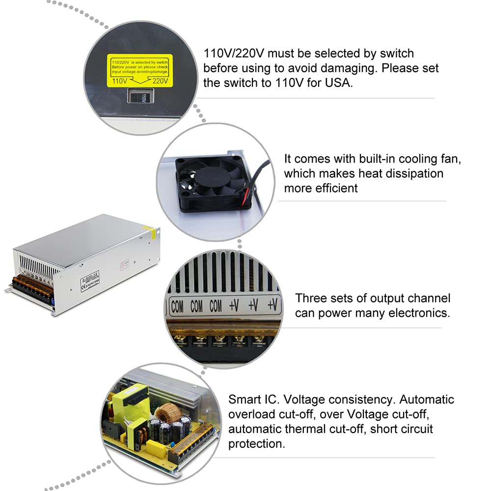 ALITOVE 12V Power Supply 50A...B096D8CLXP | Encarguelo.com