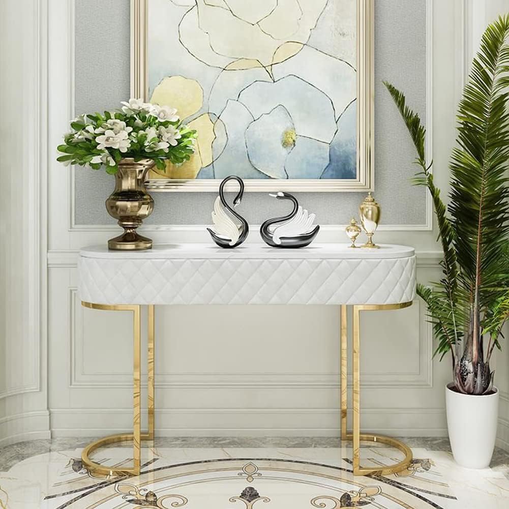 Amazon.com: KWOKING Glam Marble Console Table Golden Iron Sofa Table ...