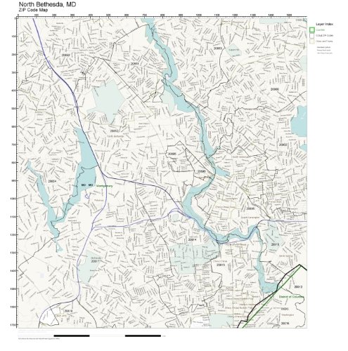 Amazon.com : ZIP Code Wall Map of North Bethesda, MD ZIP Code Map ...