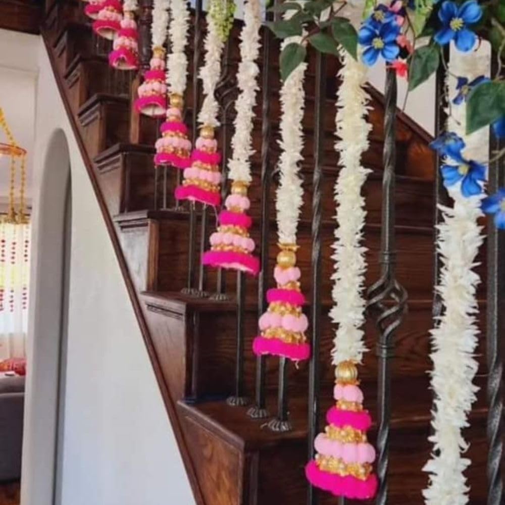 Buy Virushka Artificial Jasmine Flower Strings (Set Of 7) For Stairs ...