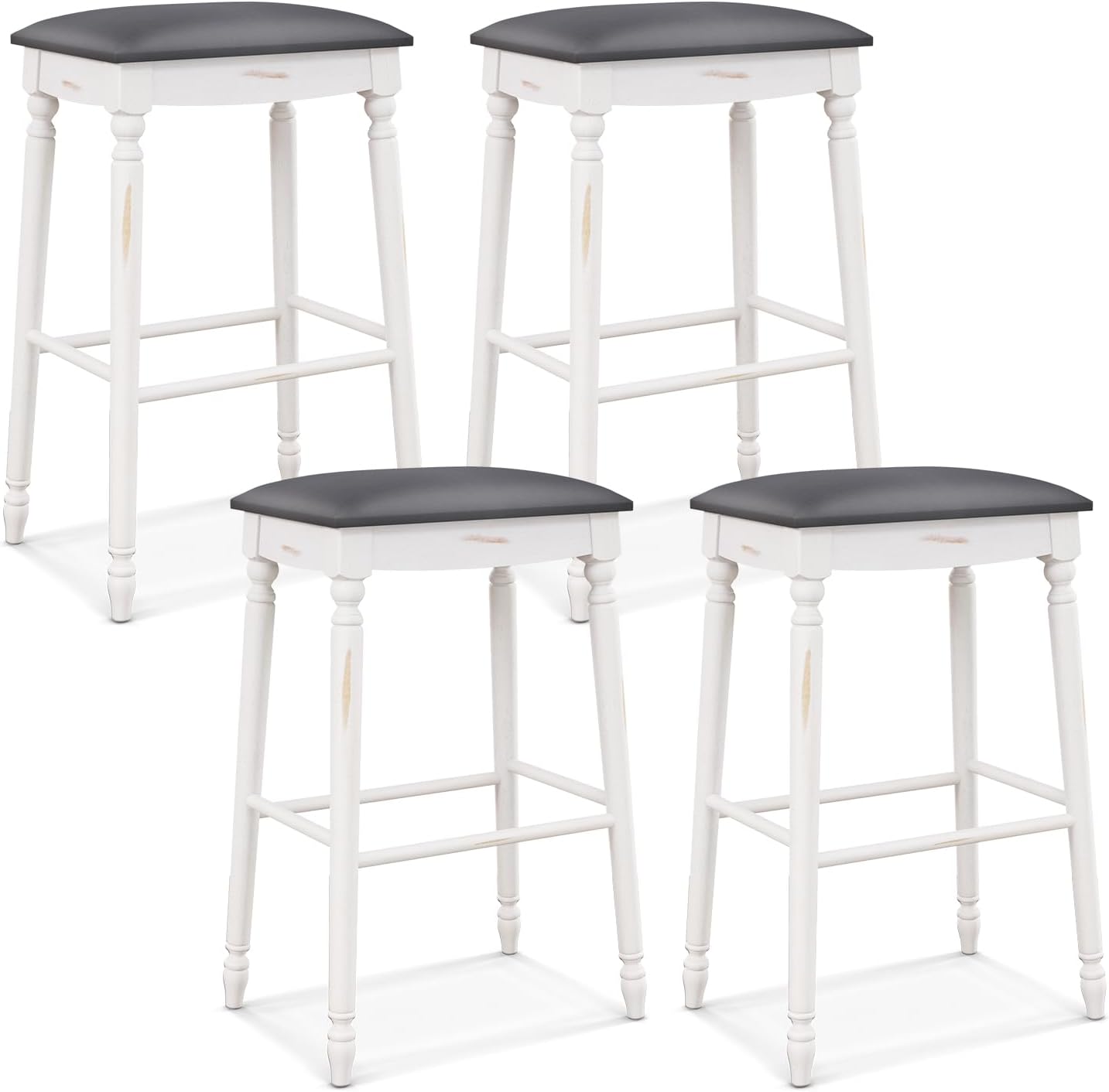 Amazon.com: COSTWAY Upholstered Bar Stools Set of 4, 29-Inch Backless ...