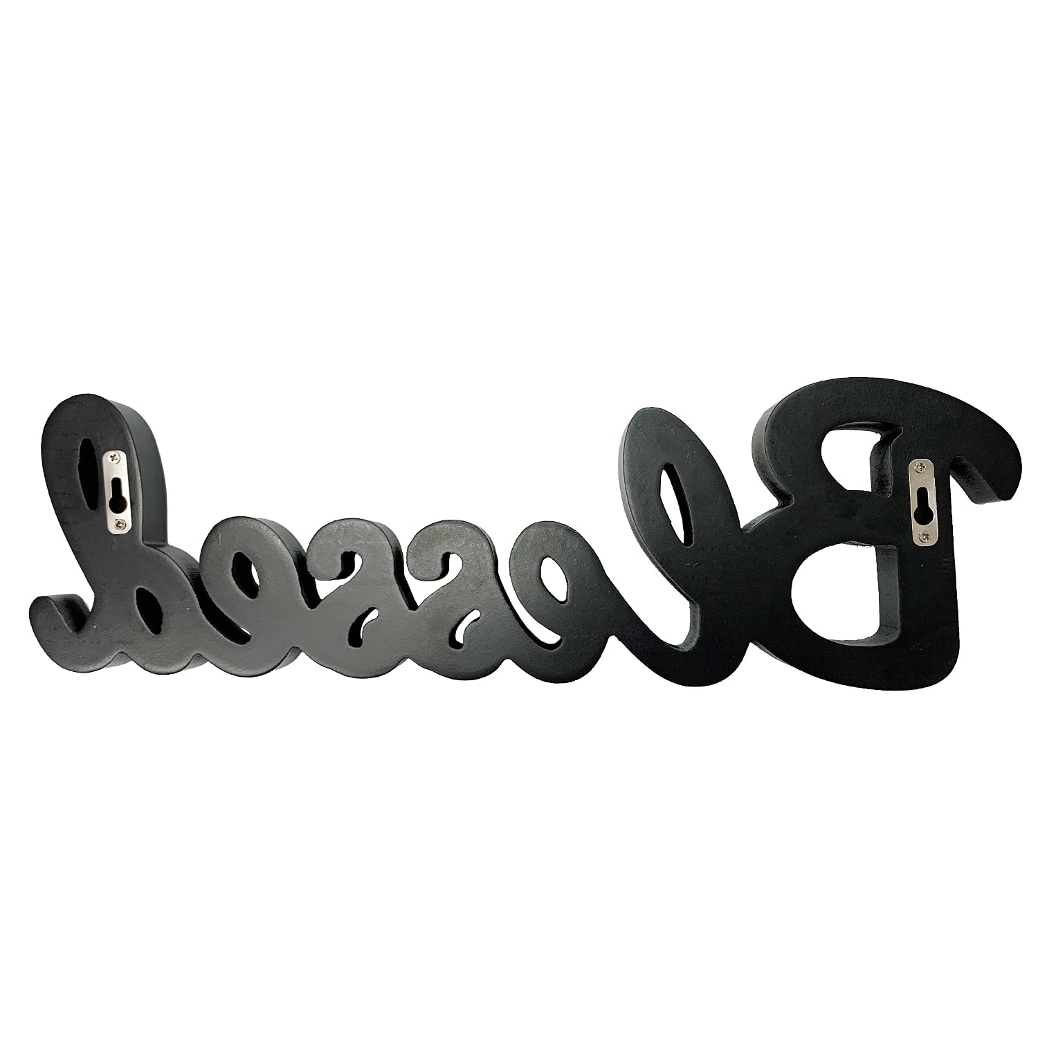 Hanging Black Wood Words Blessed Cut-Out Sign Wall Decor Free Standing ...