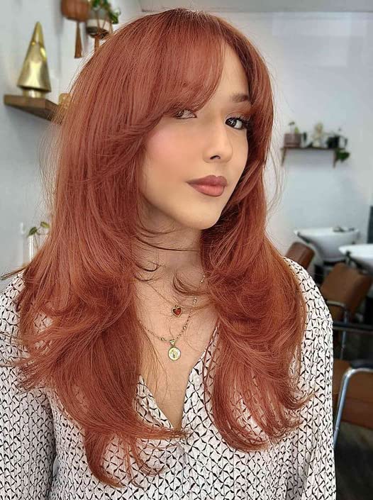 Amazon.com: vedar Copper Lace Front Wigs for Women, Copper Red ...