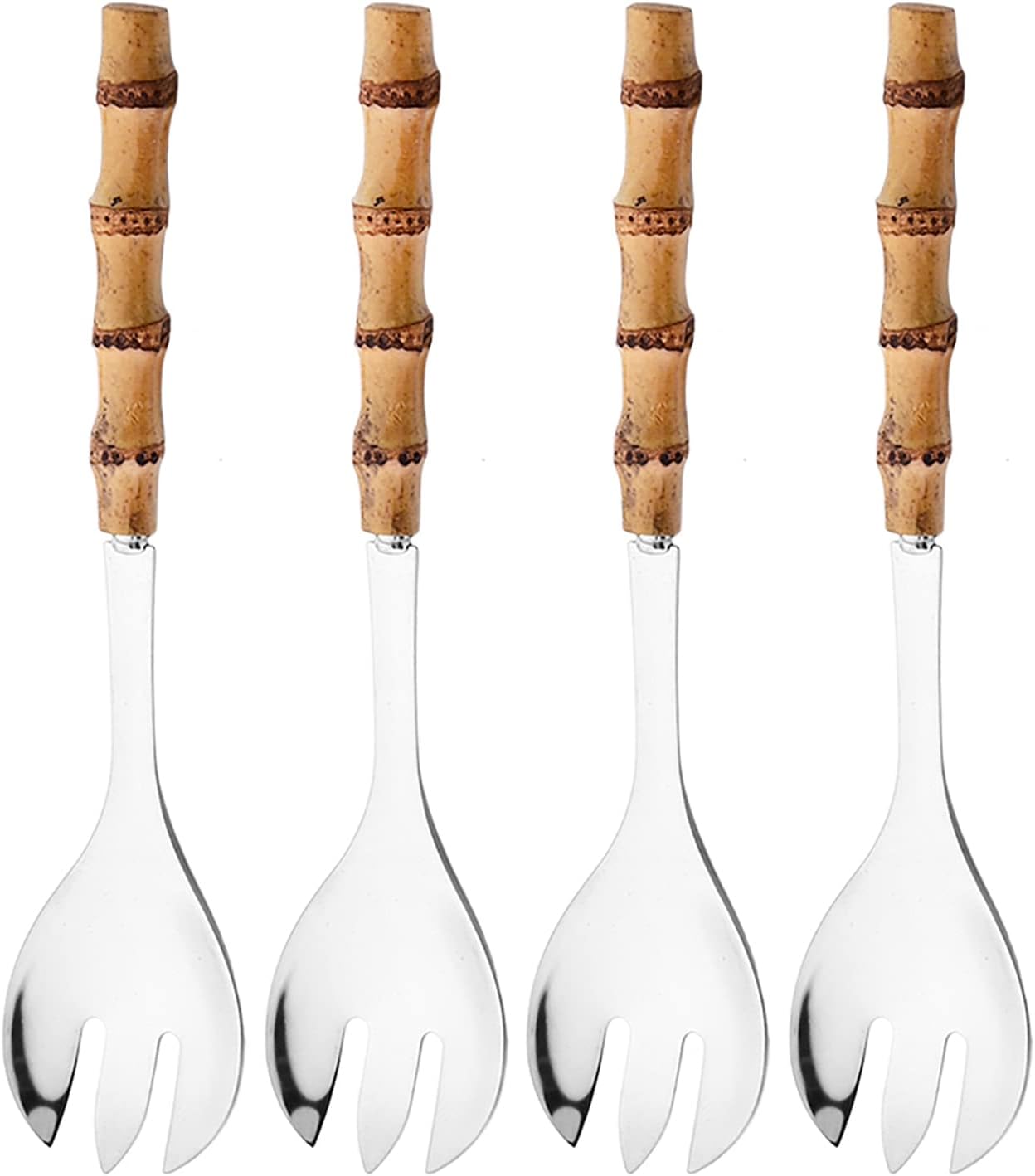 Amazon.com | Jankng 4 Piece Bamboo Handle Serving Set Utensils, 304 ...