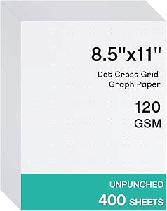 Amazon.com : Sabary 400 Sheets Dot Cross Grid Graph Paper 8.5 x 11 ...