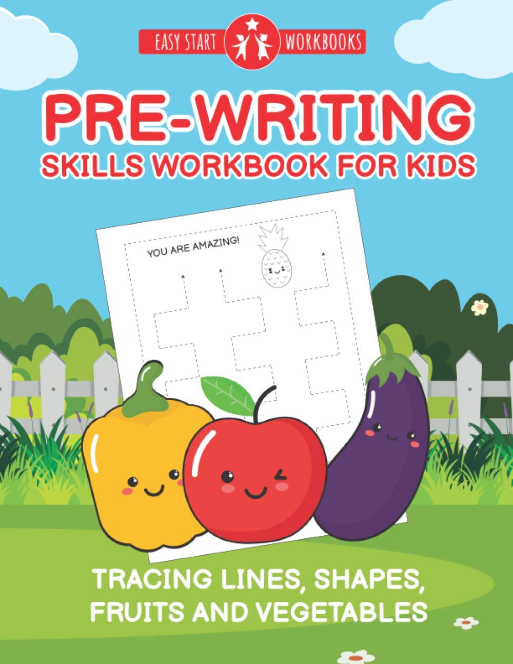 Pre-Writing Skills Workbook For Kids. Tracing Lines, Shapes, Fruits And ...