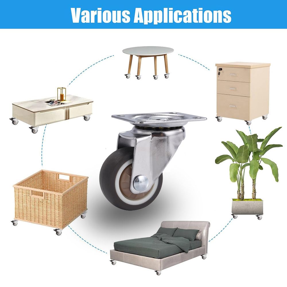 Snapklik.com : NERILEE 1.5 Inch Caster Wheels Rubber Caster No Brake ...