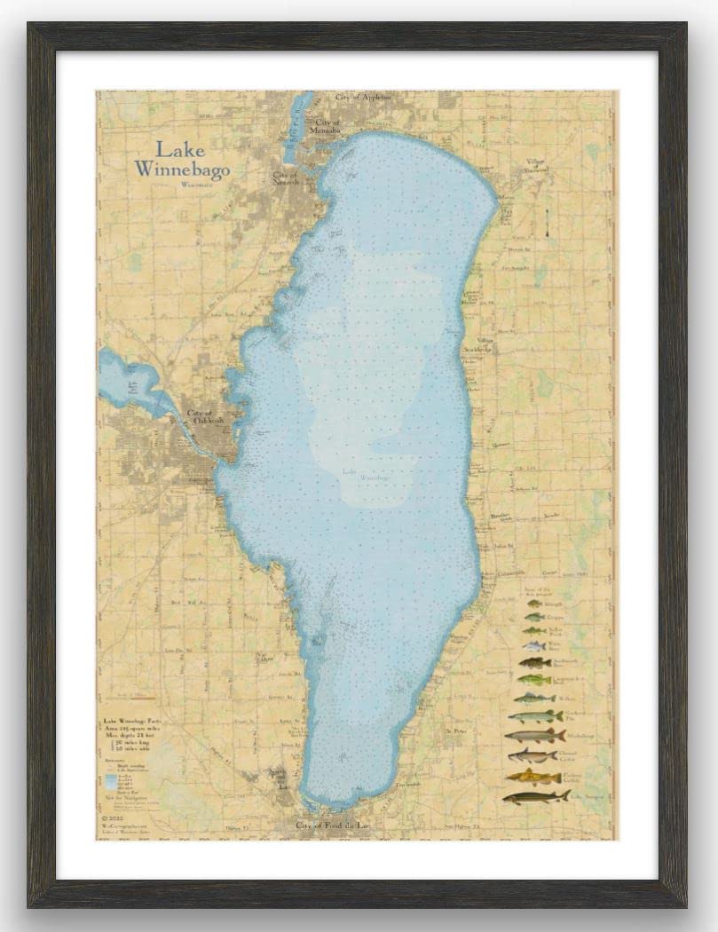 Amazon.com: Map of Lake Winnebago in Wisconsin : Home & Kitchen