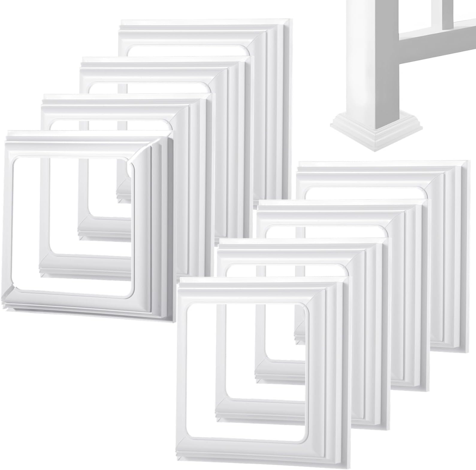 9 Pcs Vinyl Post Skirt 4x4 Inches Post Base Cover White Post Trim Wood ...